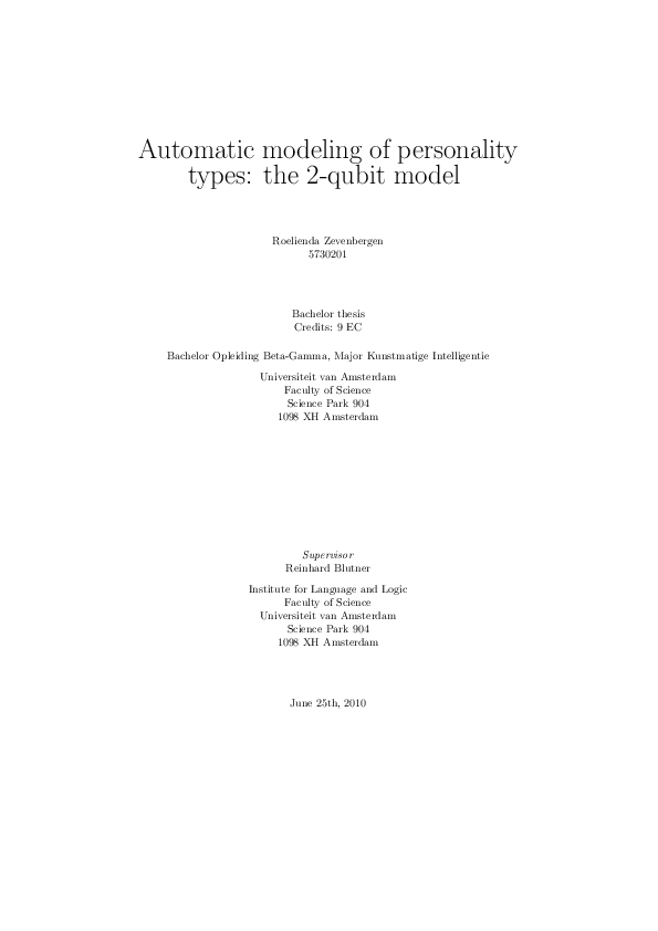 (PDF) Automatic modeling of personality types: the 2-qubit model