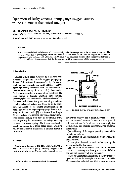 (PDF) Operation of leaky zirconia pump-gauge oxygen sensors in the a.c ...