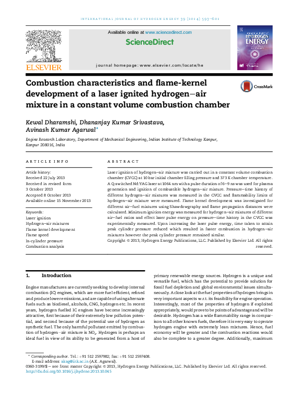 (PDF) Combustion characteristics and flame-kernel development of a ...