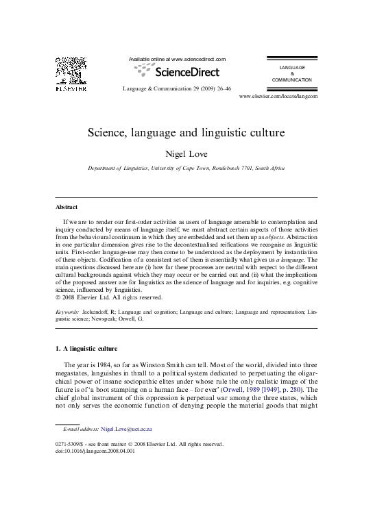 (PDF) Science, language and linguistic culture