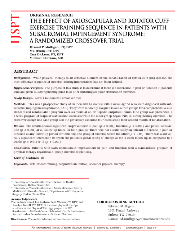 (PDF) The Effect of Axioscapular and Rotator Cuff Exercise Training ...