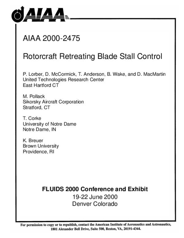 (PDF) Rotorcraft retreating blade stall control