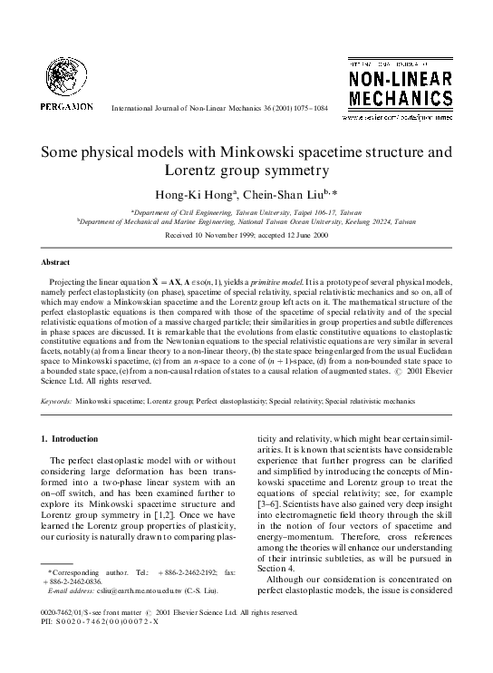 (PDF) Some physical models with Minkowski spacetime structure and ...