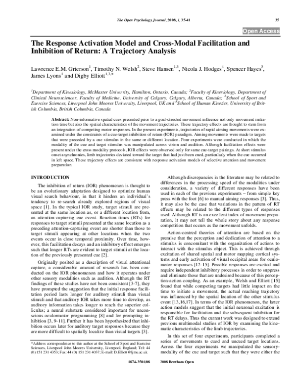 (PDF) The Response Activation Model and Cross-Modal Facilitation and ...