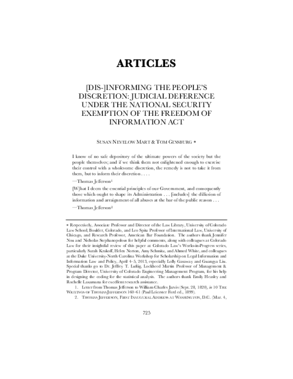 (PDF) [Dis-]Informing the People's Discretion: Judicial Deference Under ...
