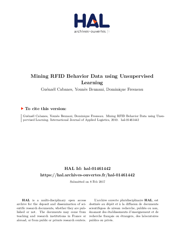(PDF) Mining RFID Behavior Data using Unsupervised Learning