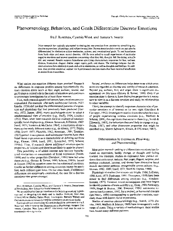 (PDF) Phenomenology, behaviors, and goals differentiate discrete ...