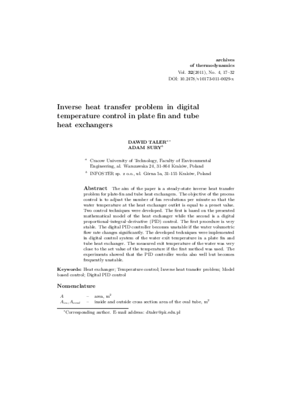 (PDF) Inverse heat transfer problem in digital temperature control in ...