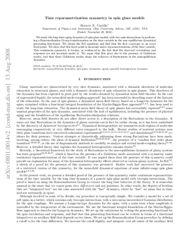 (PDF) Time reparametrization symmetry in spin-glass models | Horacio E Castillo - Academia.edu