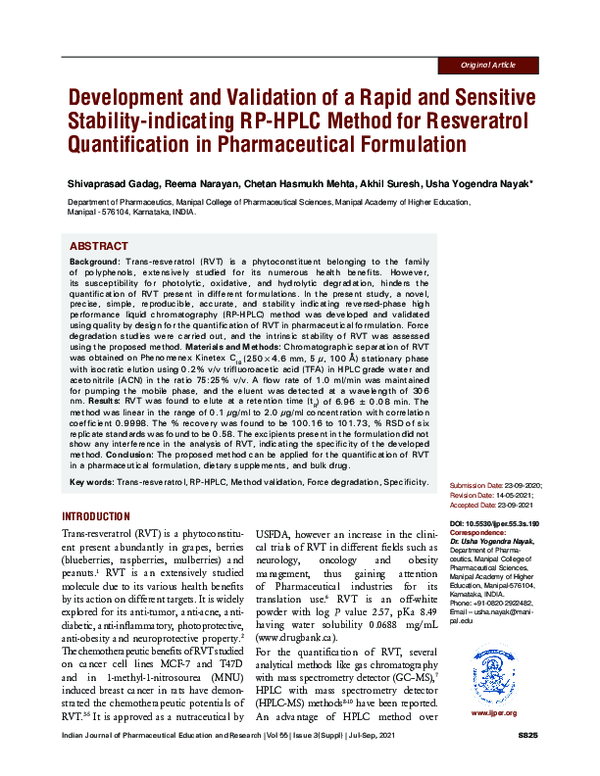 (PDF) Development and validation of a rapid and sensitive LC-MS/MS method for the determination ...