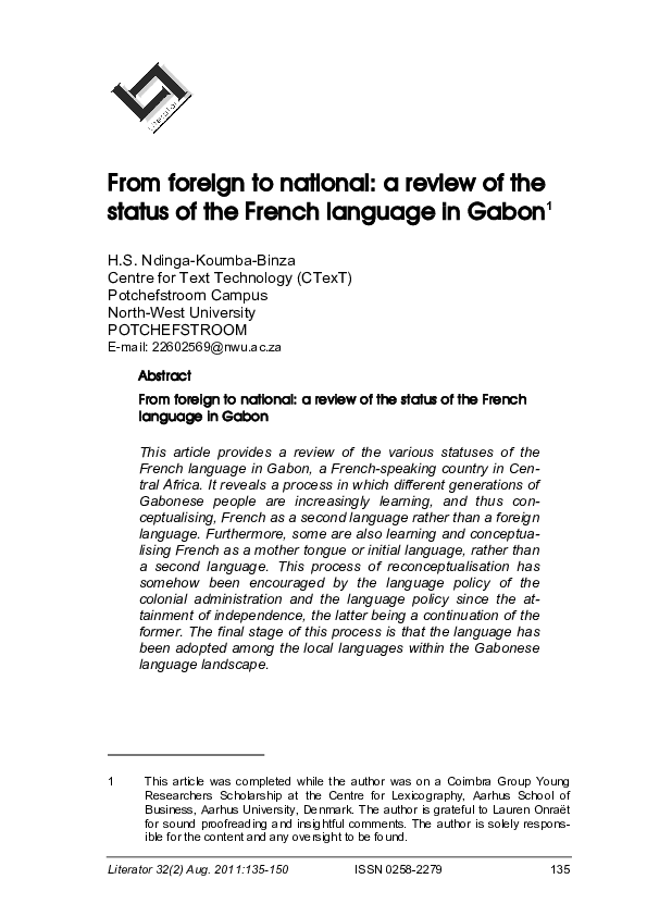 (PDF) From foreign to national: a review of the status of the French ...
