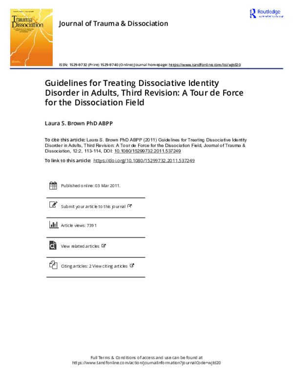 (PDF) Guidelines for Treating Dissociative Identity Disorder (Multiple ...