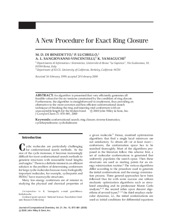 (PDF) A new procedure for exact ring closure