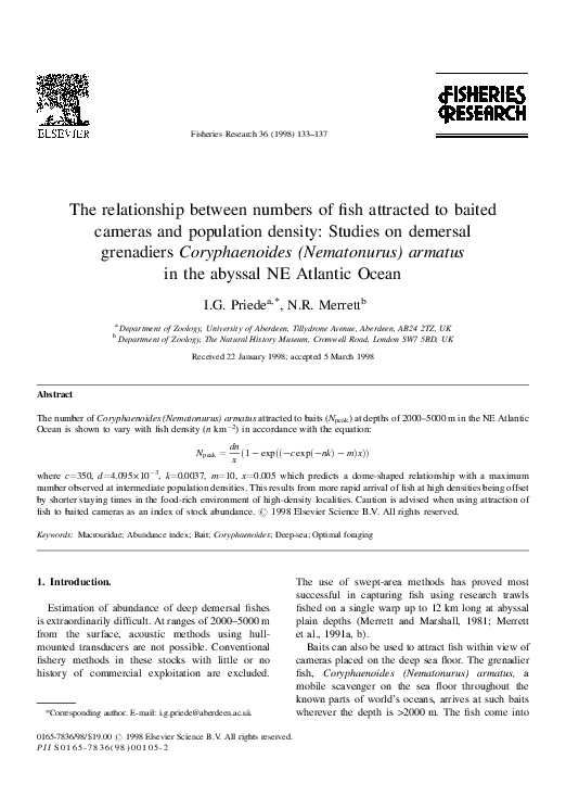 (PDF) The relationship between numbers of fish attracted to baited ...
