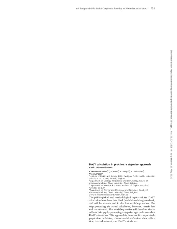 (PDF) DALY calculation in practice: a stepwise approach