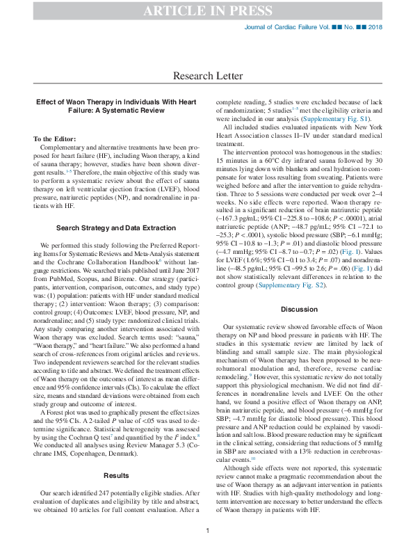 (PDF) Effect of Waon Therapy in Individuals With Heart Failure: A ...