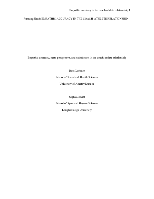 (PDF) Empathic Accuracy, Meta-Perspective, and Satisfaction in the ...
