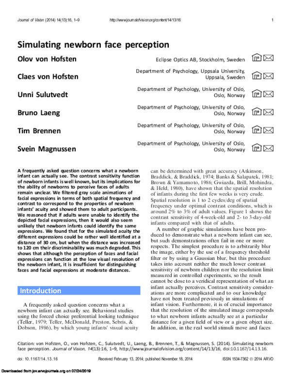 (PDF) Simulating newborn face perception