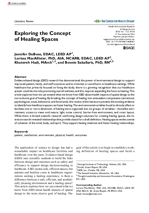 (PDF) Exploring the Concept of Healing Spaces