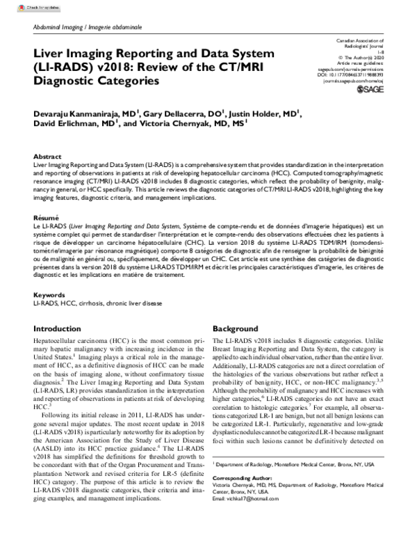 (PDF) Liver imaging reporting and data system (LI-RADS) version 2014: understanding and ...