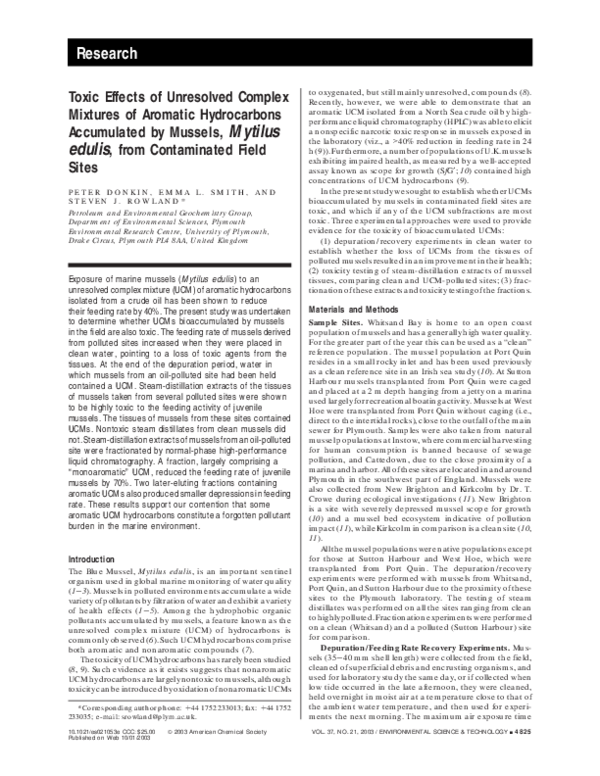 (PDF) Toxic Effects of Unresolved Complex Mixtures of Aromatic ...