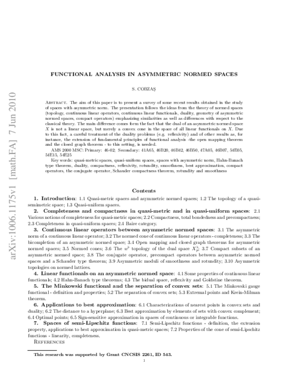 Pdf Functional Analysis In Asymmetric Normed Spaces