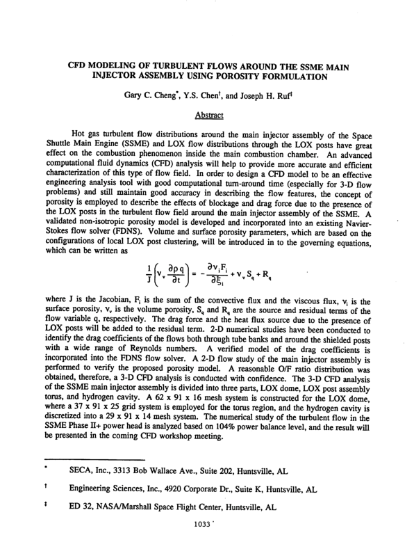 (PDF) CFD modeling of turbulent flows around the SSME main injector ...