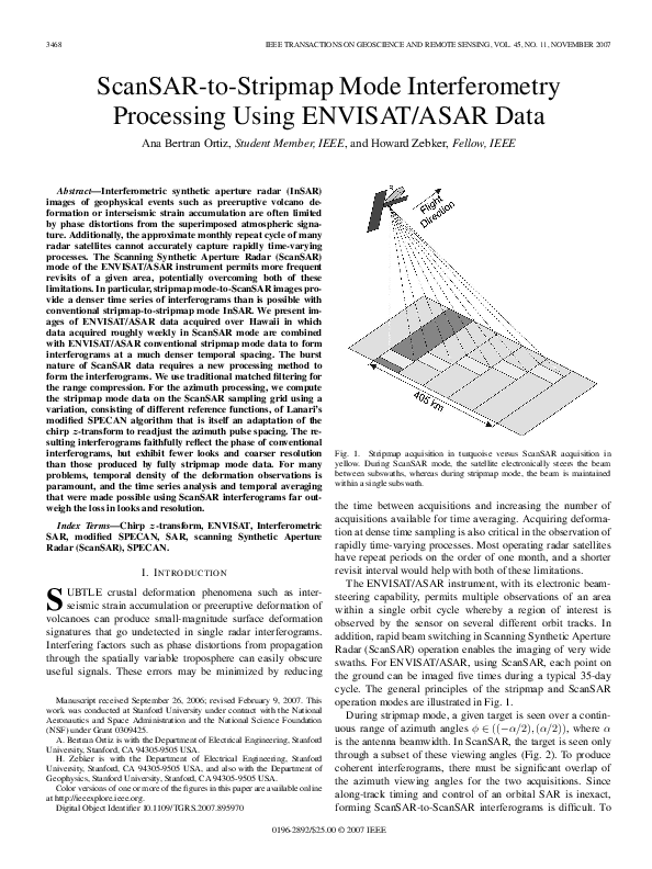 (PDF) ScanSAR-to-Stripmap Mode Interferometry Processing Using ENVISAT/ASAR Data