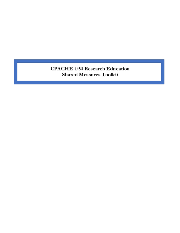 (PDF) CPACHE Research Education Shared Measures Toolkit | Sarah Suiter ...