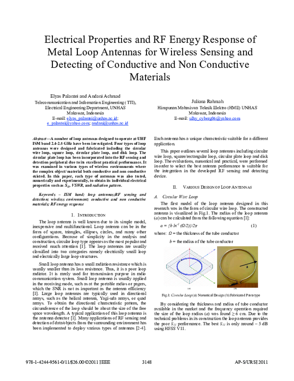 (PDF) Electrical properties and RF energy response of metal loop ...