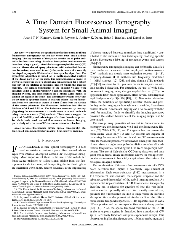 (PDF) Time-Domain Fluorescence Tomography for Mice