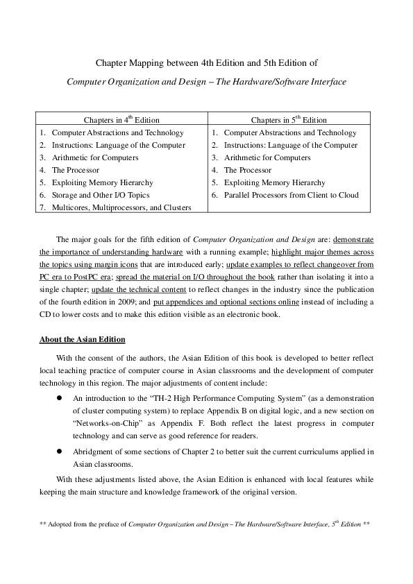 (PDF) Computer organization and design: the hardware/software interface