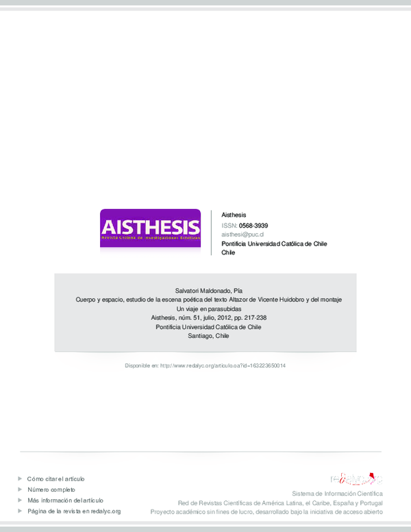 (PDF) Cuerpo y espacio, estudio de la escena poética del texto Altazor ...