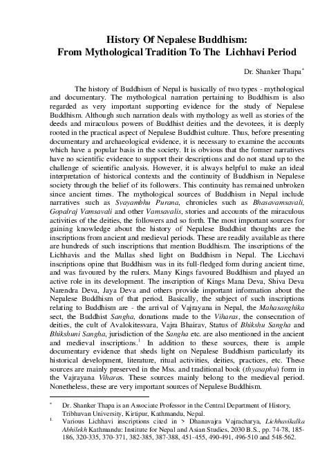 (PDF) History of Nepalese Buddhism: From Mythological Tradition to the ...