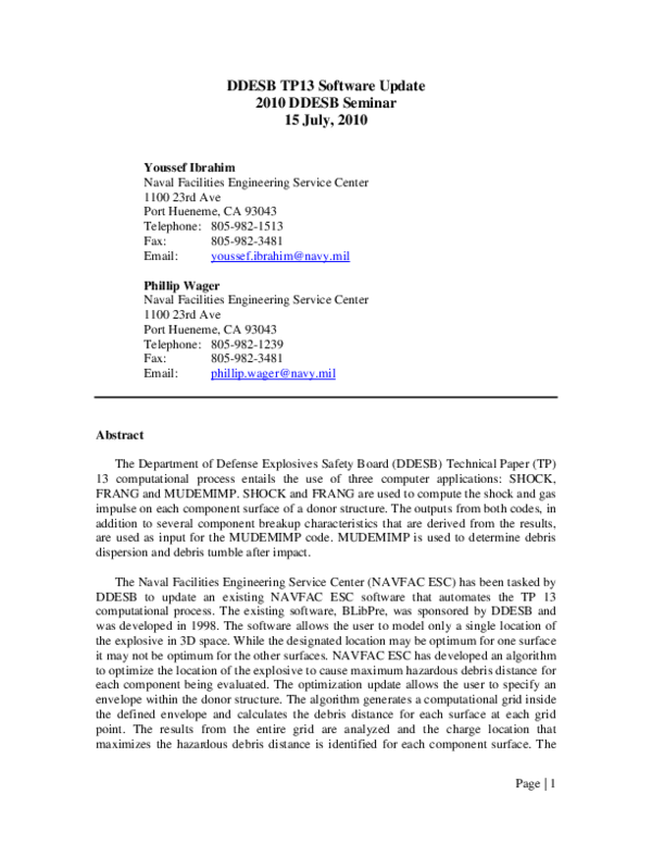 (PDF) DDESB TP13 Software Update, 2010 DDESB Seminar