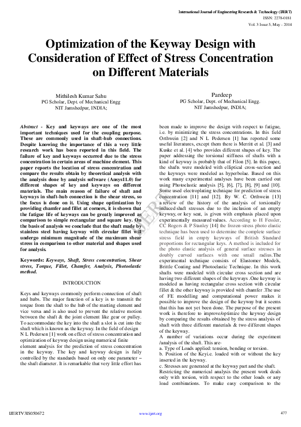 (PDF) Optimization of the Keyway Design with Consideration of Effect of ...