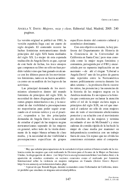 Pdf Angela Y Davis Mujeres Raza Y Clase Editorial Akal Madrid 2005