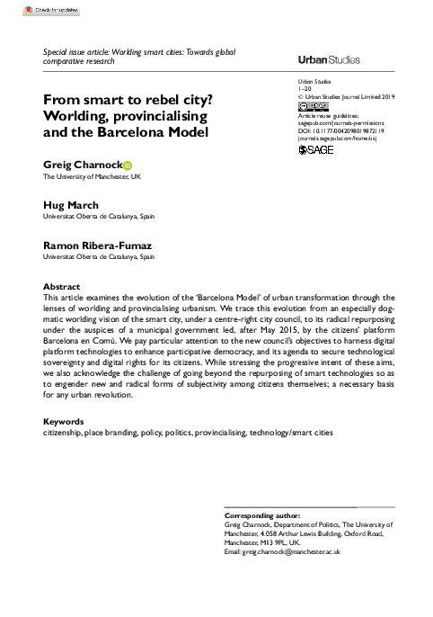 (PDF) From smart to rebel city? Worlding, provincialising and the ...