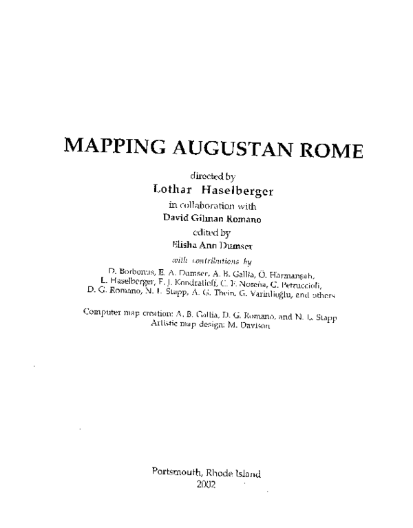 (PDF) Mapping Augustan Rome