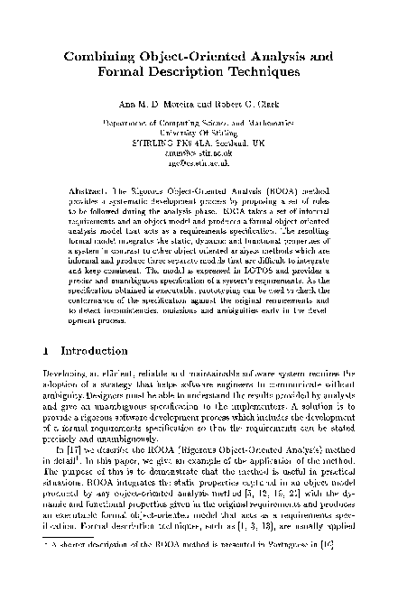 (PDF) Combining object-oriented analysis and formal description techniques