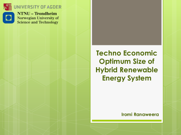 (PDF) Techno-economic optimum sizing of hybrid renewable energy system