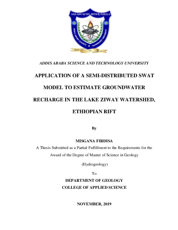 (PDF) Application of a Semi-Distributed Swat Model to Estimate ...