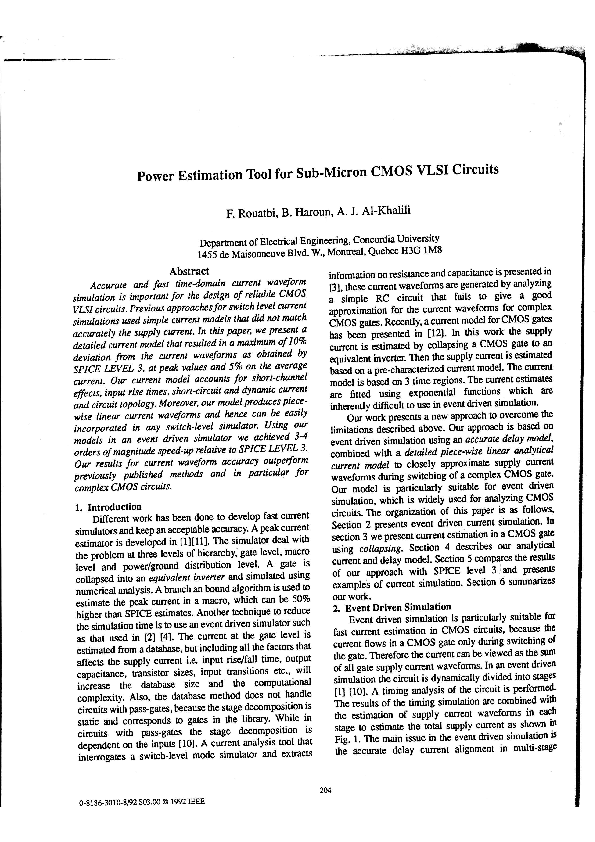 (PDF) Supply current estimation in CMOS VLSI circuits