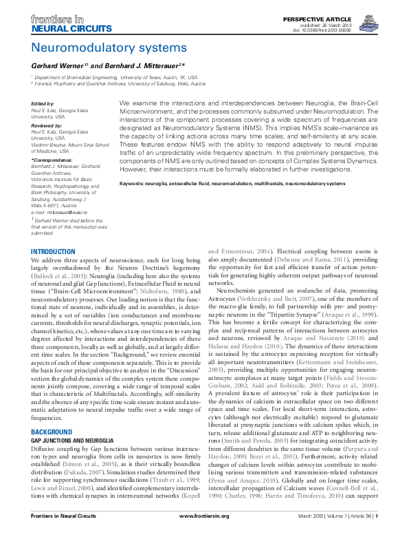 (PDF) Neuromodulatory systems