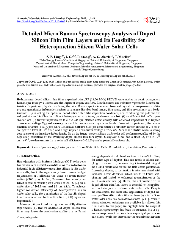 (PDF) Detailed Micro Raman Spectroscopy Analysis of Doped Silicon Thin ...