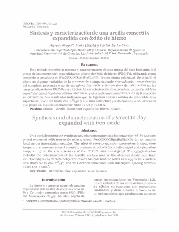 (PDF) Síntesis y caracterización de una arcilla esmectita expandida con ...