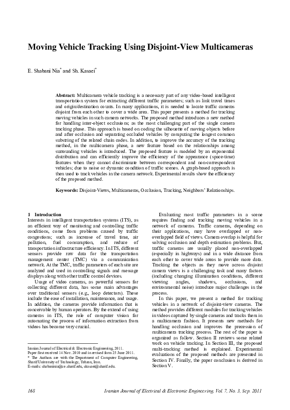 (PDF) Moving Vehicle Tracking Using Disjoint-View Multicameras