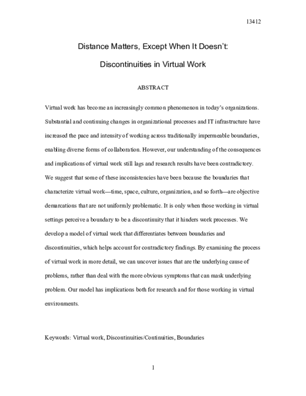 (PDF) Distance Matters, Except When It Doesn't: Discontinuities in ...