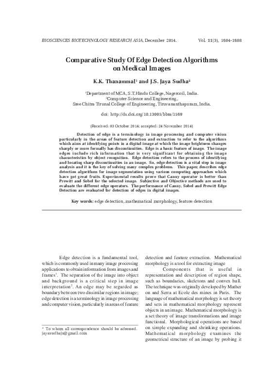 (PDF) Comparative study of edge detection algorithms