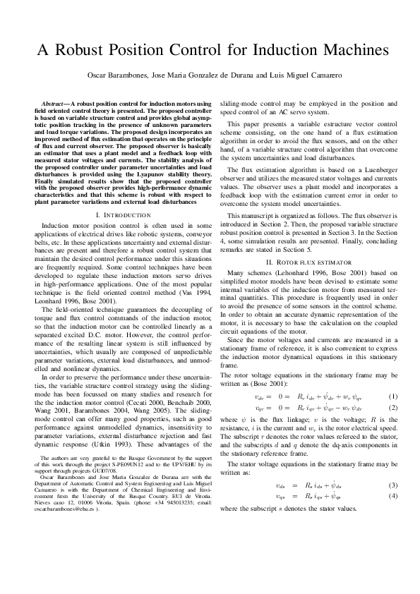 (PDF) A robust position control for induction machines